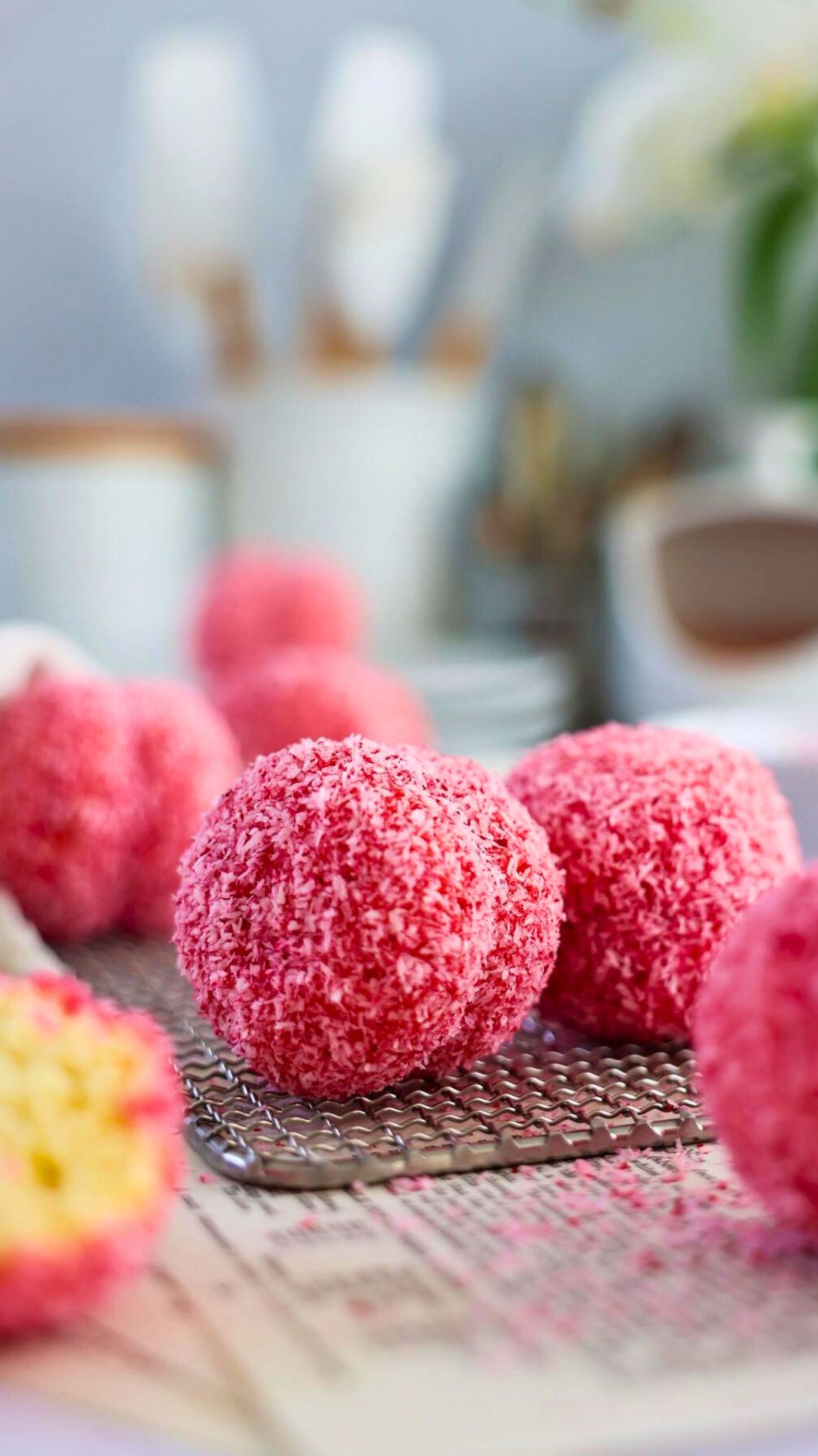 Eggless Snowballs with Apricot Syrup - Condensed Milk & Coconut Recipe