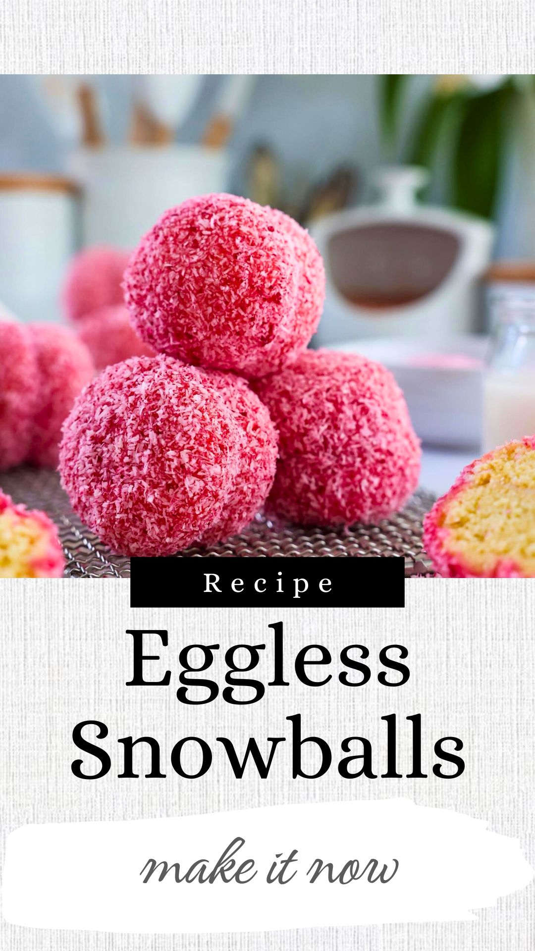 Eggless Snowballs with Apricot Syrup - Condensed Milk & Coconut Recipe