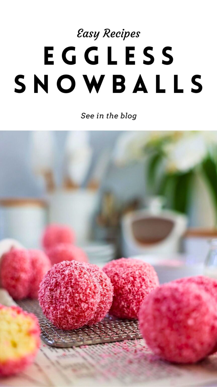Eggless Snowballs with Apricot Syrup - Condensed Milk & Coconut Recipe