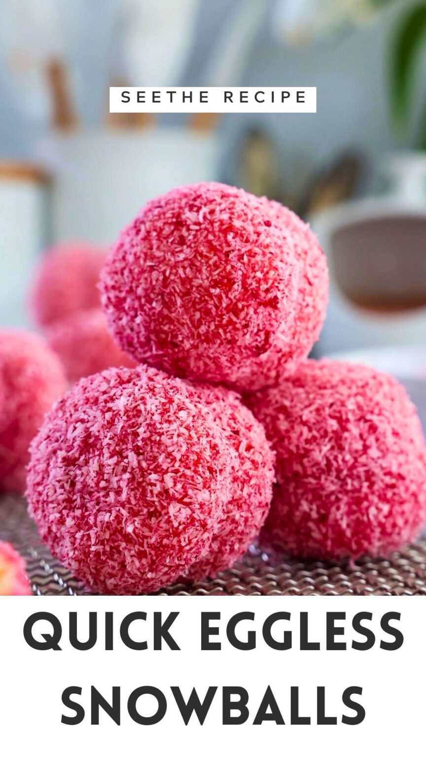 Eggless Snowballs with Apricot Syrup - Condensed Milk & Coconut Recipe
