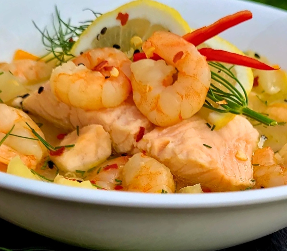 Creamy Coconut Lemon Seafood Soup 🍋🥥 | Shrimp & Salmon Chowder with ...