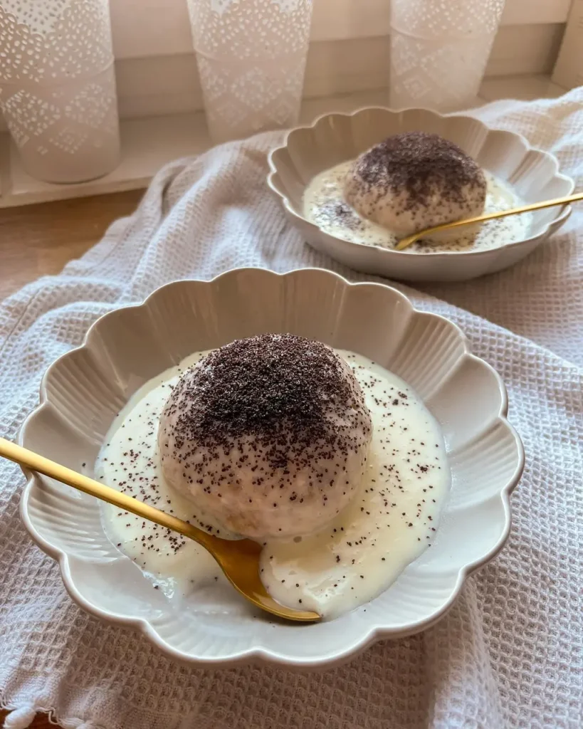 Steamed Plum-Jam Dumplings with Silky Vanilla Custard & Crunchy Poppy ...